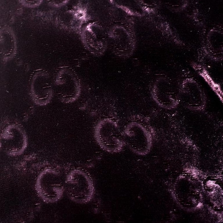 Gucci Purple Velvet and Satin Guccissima Pattern Tassel Detail Stole ...