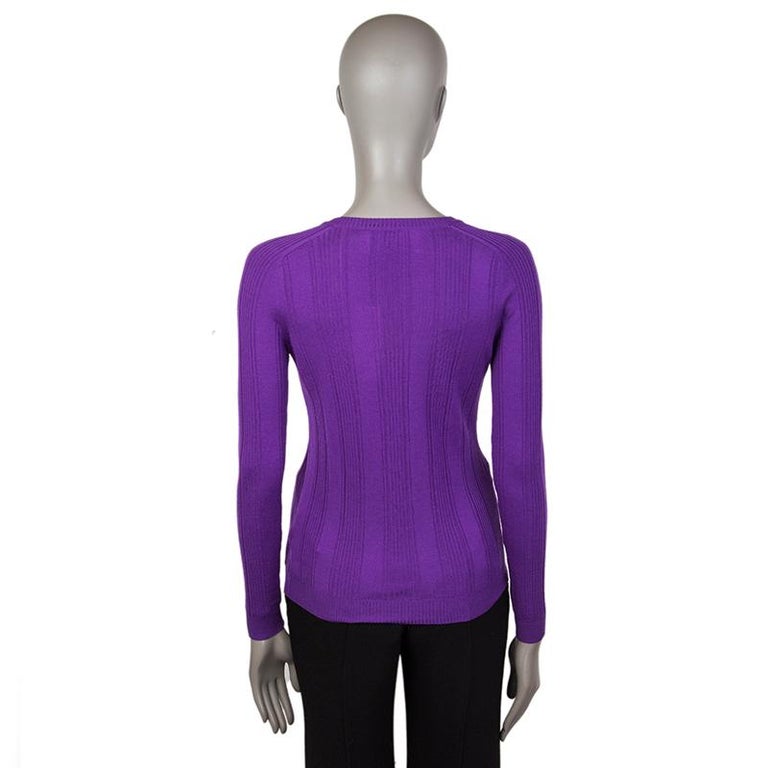 GUCCI purple wool RIB KNIT Crewneck Sweater S at 1stDibs