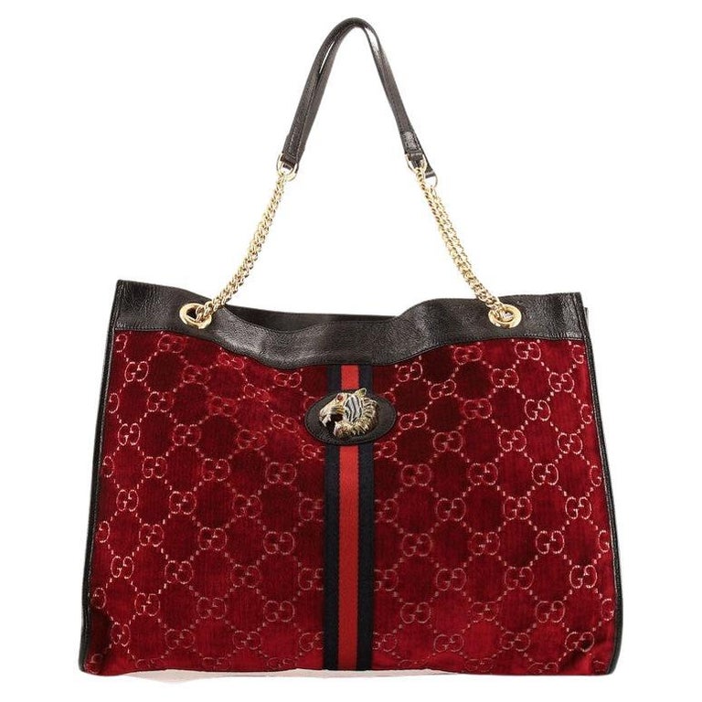 Gucci Rajah Chain Tote GG Velvet Large at 1stDibs