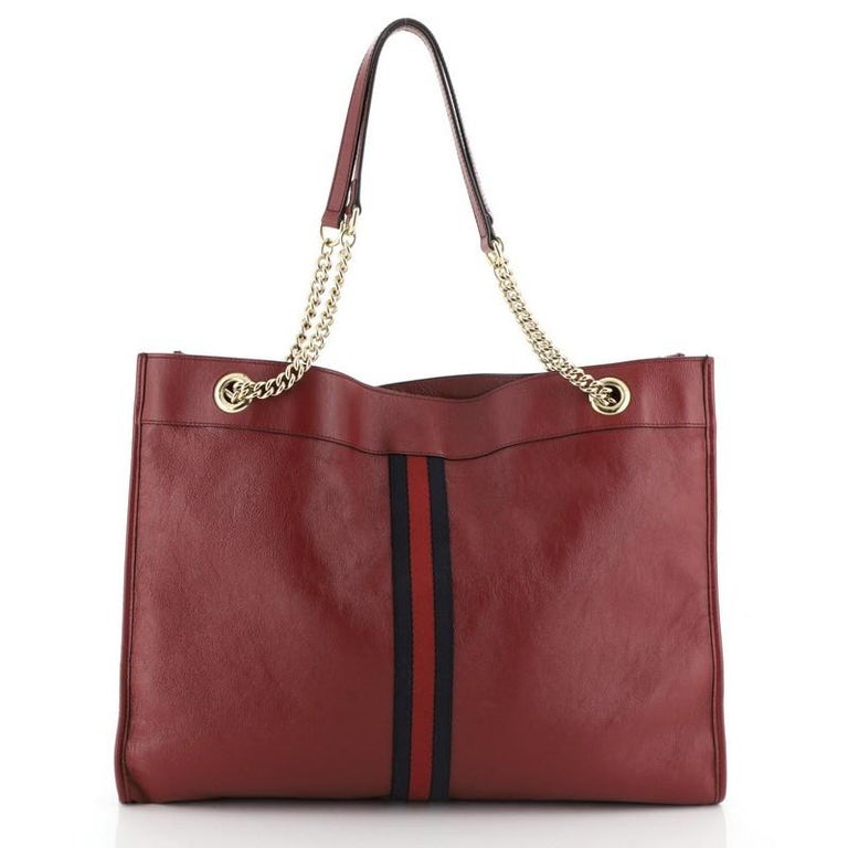 Gucci Rajah Chain Tote Leather Large at 1stDibs
