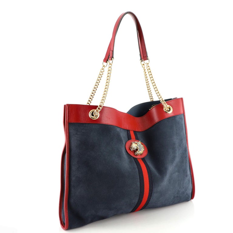 Gucci Rajah Chain Tote Suede Large at 1stDibs