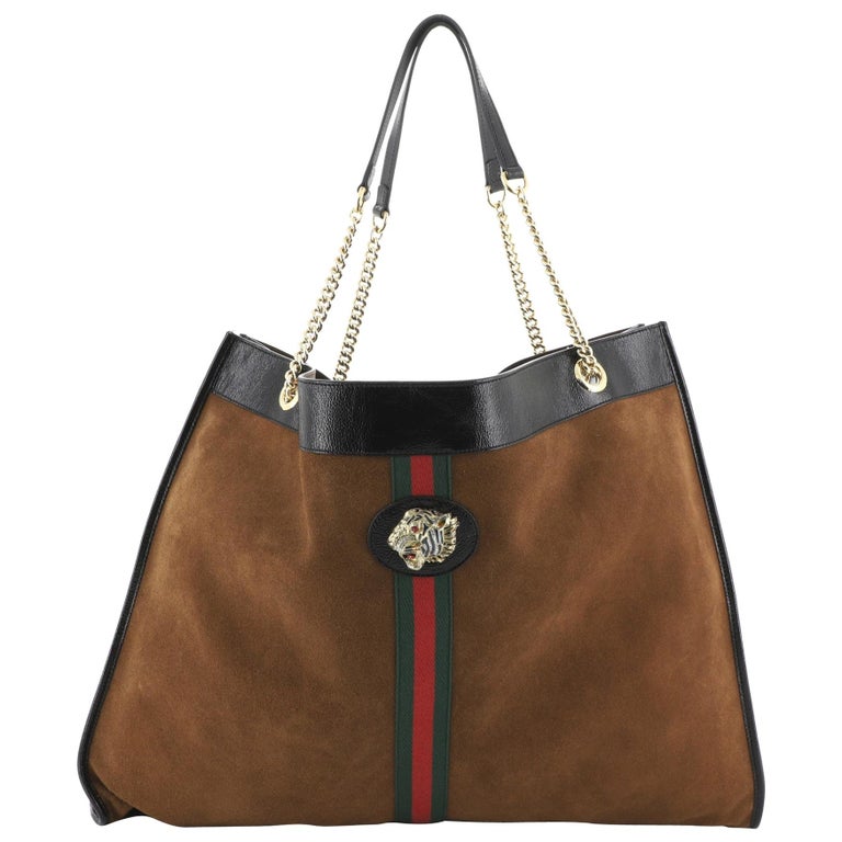 Gucci Rajah Chain Tote Suede Large at 1stDibs