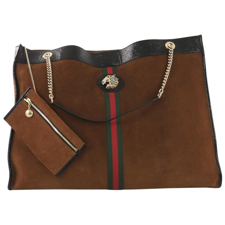 Gucci Rajah Chain Tote Suede XL at 1stdibs
