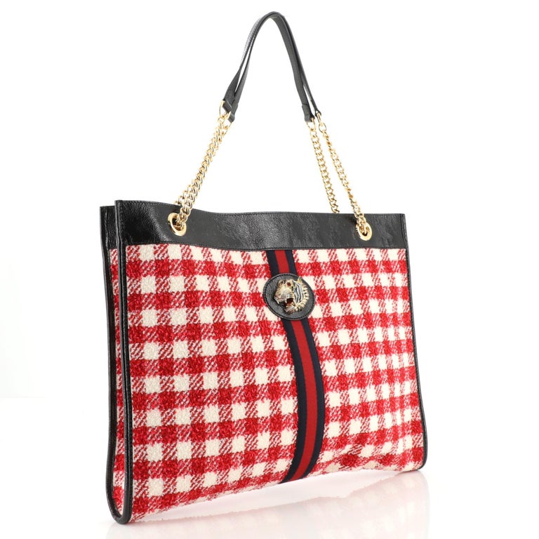 Gucci Rajah Chain Tote Tweed Large at 1stDibs