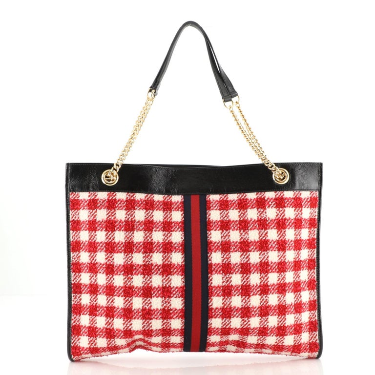 Gucci Rajah Chain Tote Tweed Large at 1stDibs