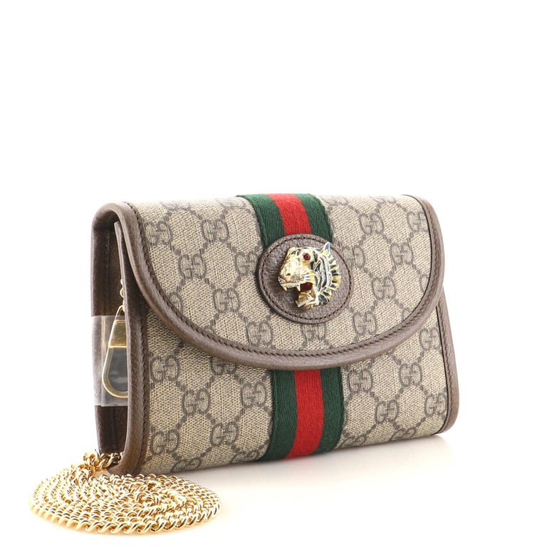 Gucci Rajah Web Chain Shoulder Bag GG Coated Canvas Mini For Sale at ...