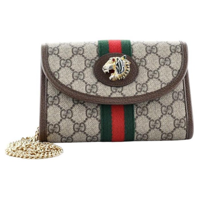 Gucci Rajah Web Chain Shoulder Bag GG Coated Canvas Mini at 1stDibs