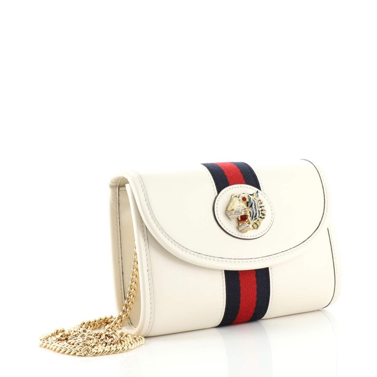 Gucci Rajah Web Chain Shoulder Bag Leather Mini For Sale at 1stDibs