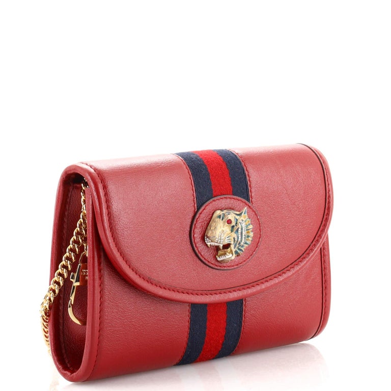 Gucci Rajah Web Chain Shoulder Bag Leather Mini For Sale at 1stDibs