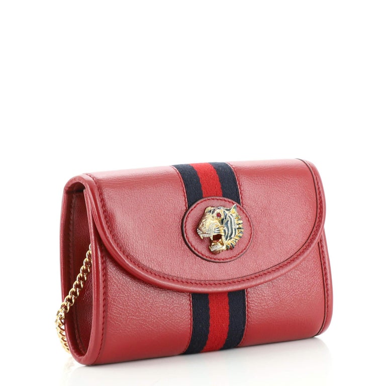 Gucci Rajah Web Chain Shoulder Bag Leather Mini For Sale at 1stDibs