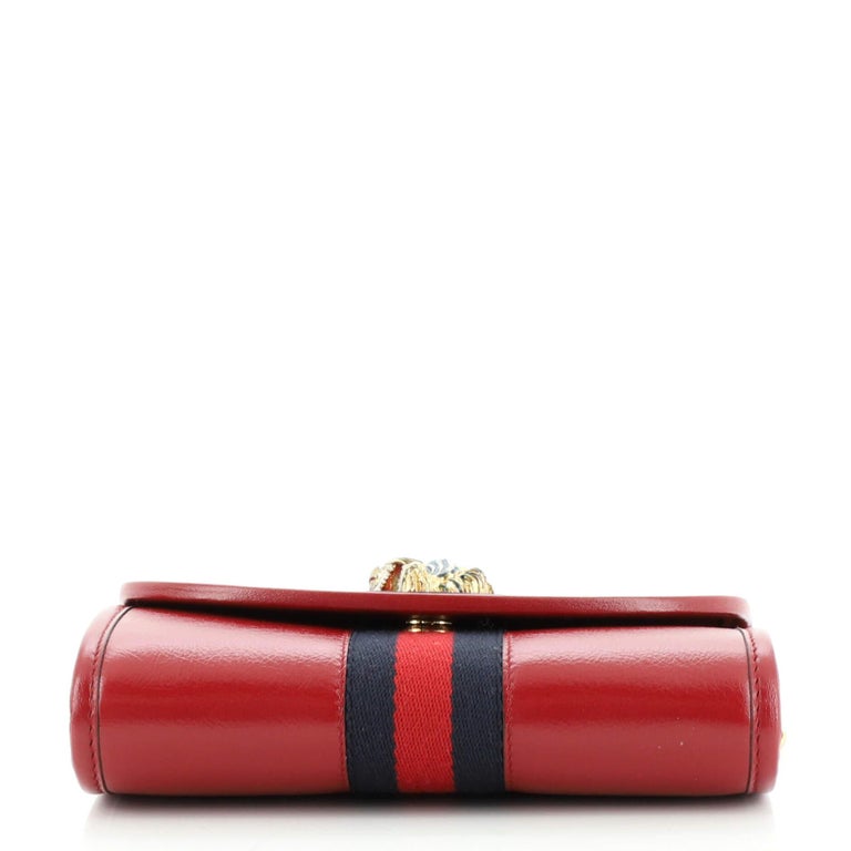 Gucci Rajah Web Chain Shoulder Bag Leather Mini For Sale at 1stDibs