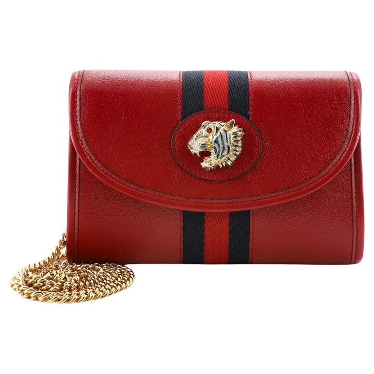 Gucci Rajah Web Chain Shoulder Bag Leather Mini For Sale at 1stDibs