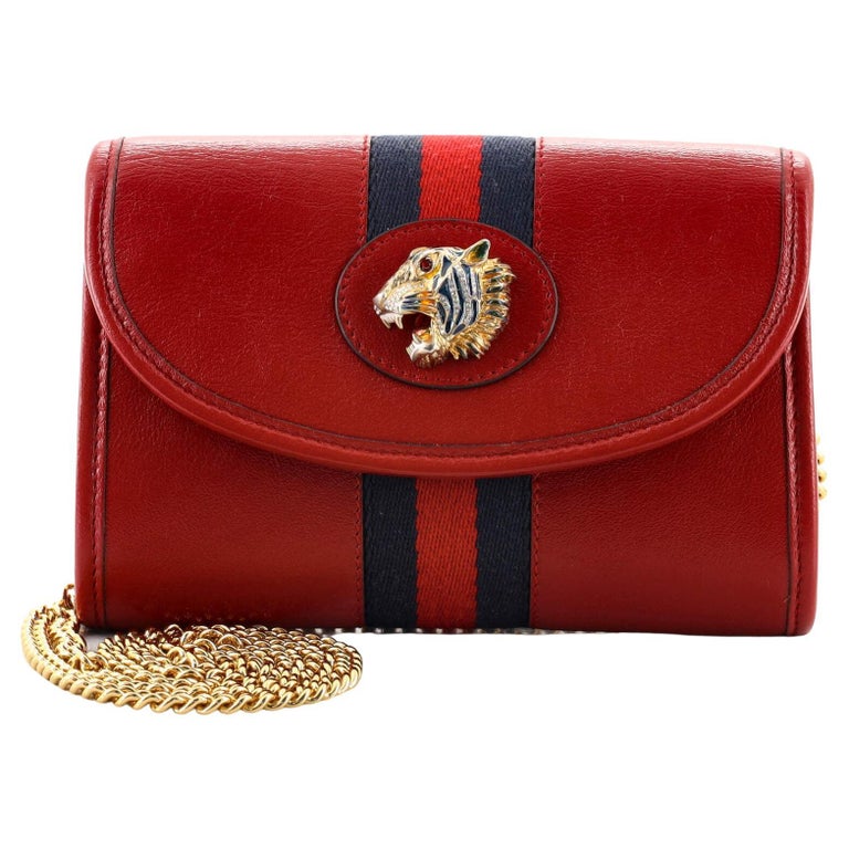 Gucci Rajah Web Chain Shoulder Bag Leather Mini For Sale at 1stDibs