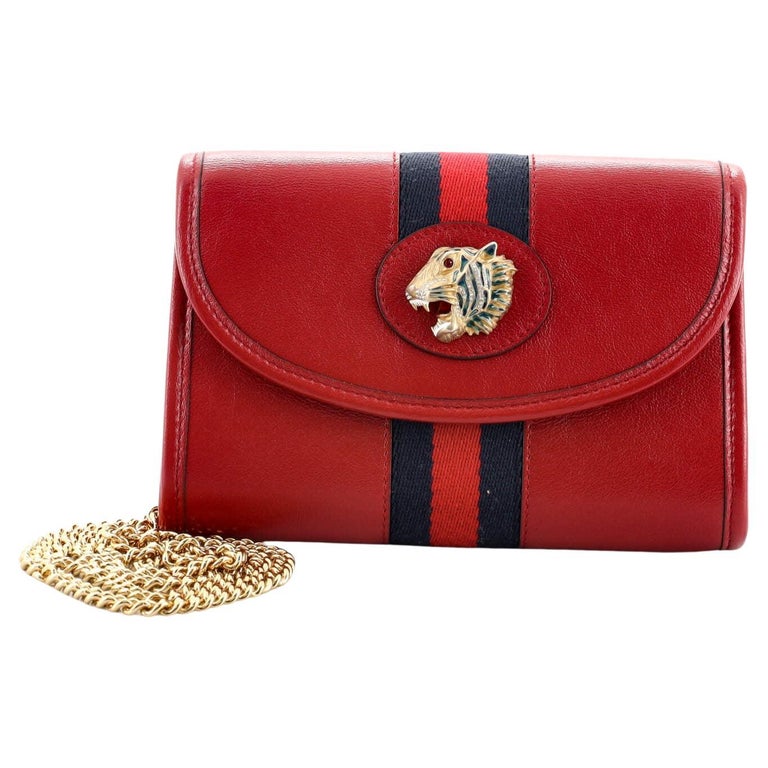 Gucci Rajah Web Chain Shoulder Bag Leather Mini For Sale at 1stDibs