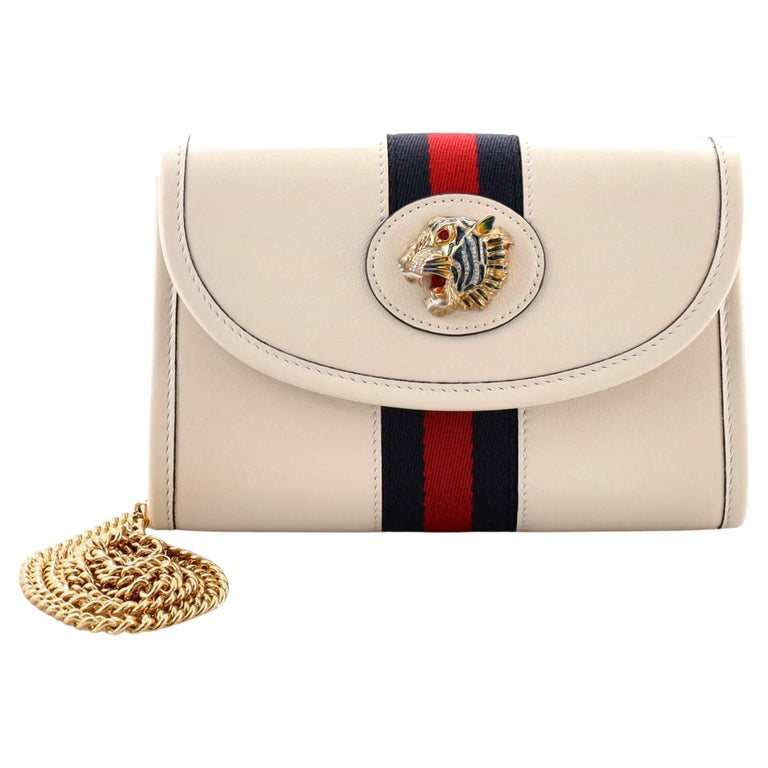 Gucci Rajah Web Chain Shoulder Bag Leather Mini For Sale at 1stDibs