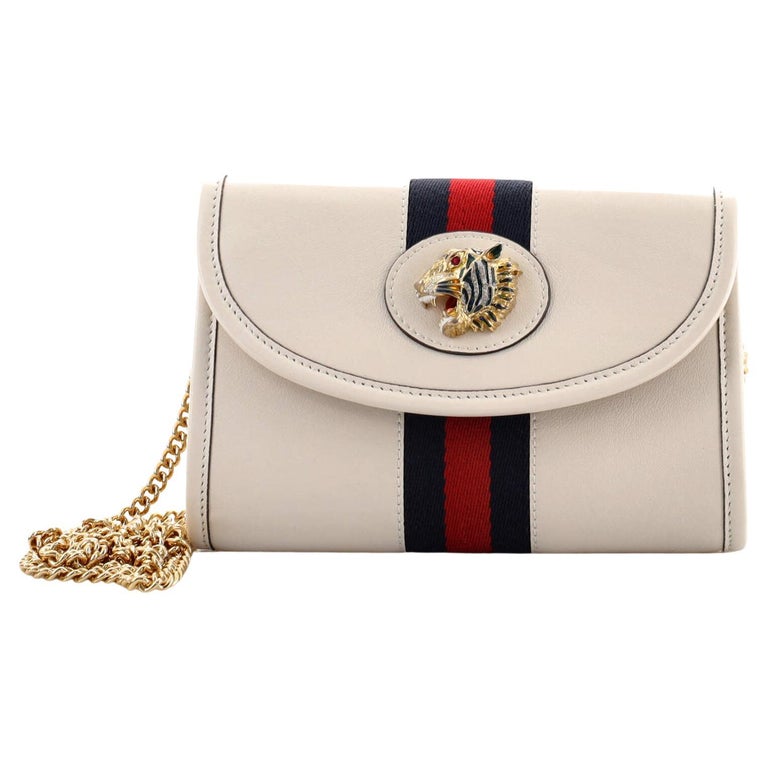 Gucci Rajah Web Chain Shoulder Bag Leather Mini For Sale at 1stDibs