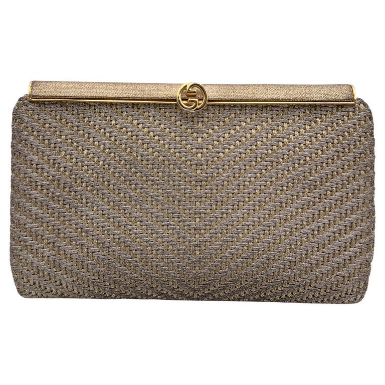 Gucci Rare Vintage Metallic Woven Clutch Handbag Evening Bag For Sale ...