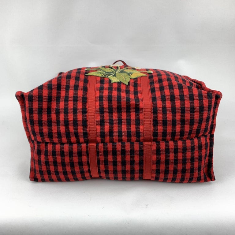 Gucci Red and Black Checkered Florentia Large Tote Bag Never Used For ...