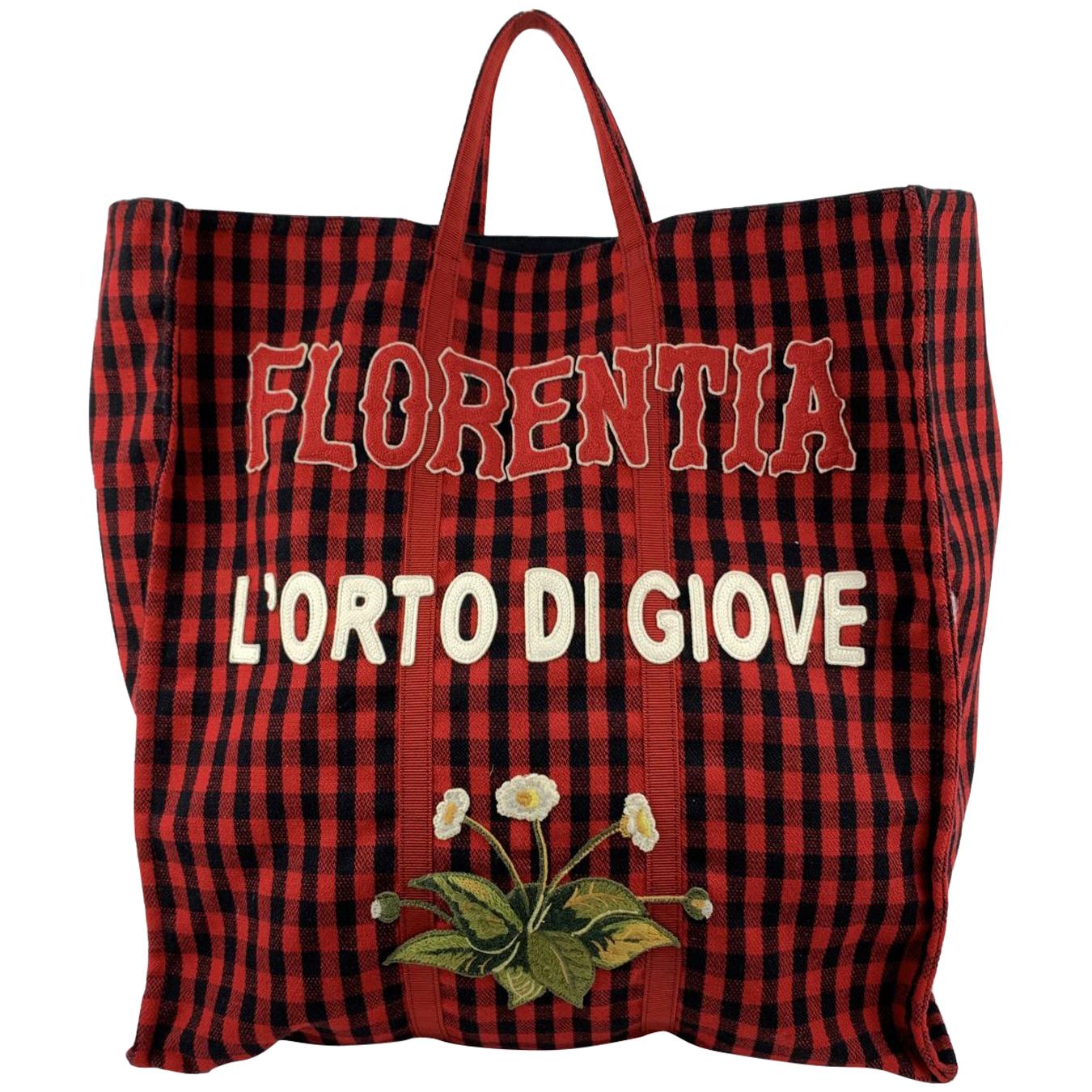 Gucci Red and Black Checkered Florentia Large Tote Bag Never Used For ...