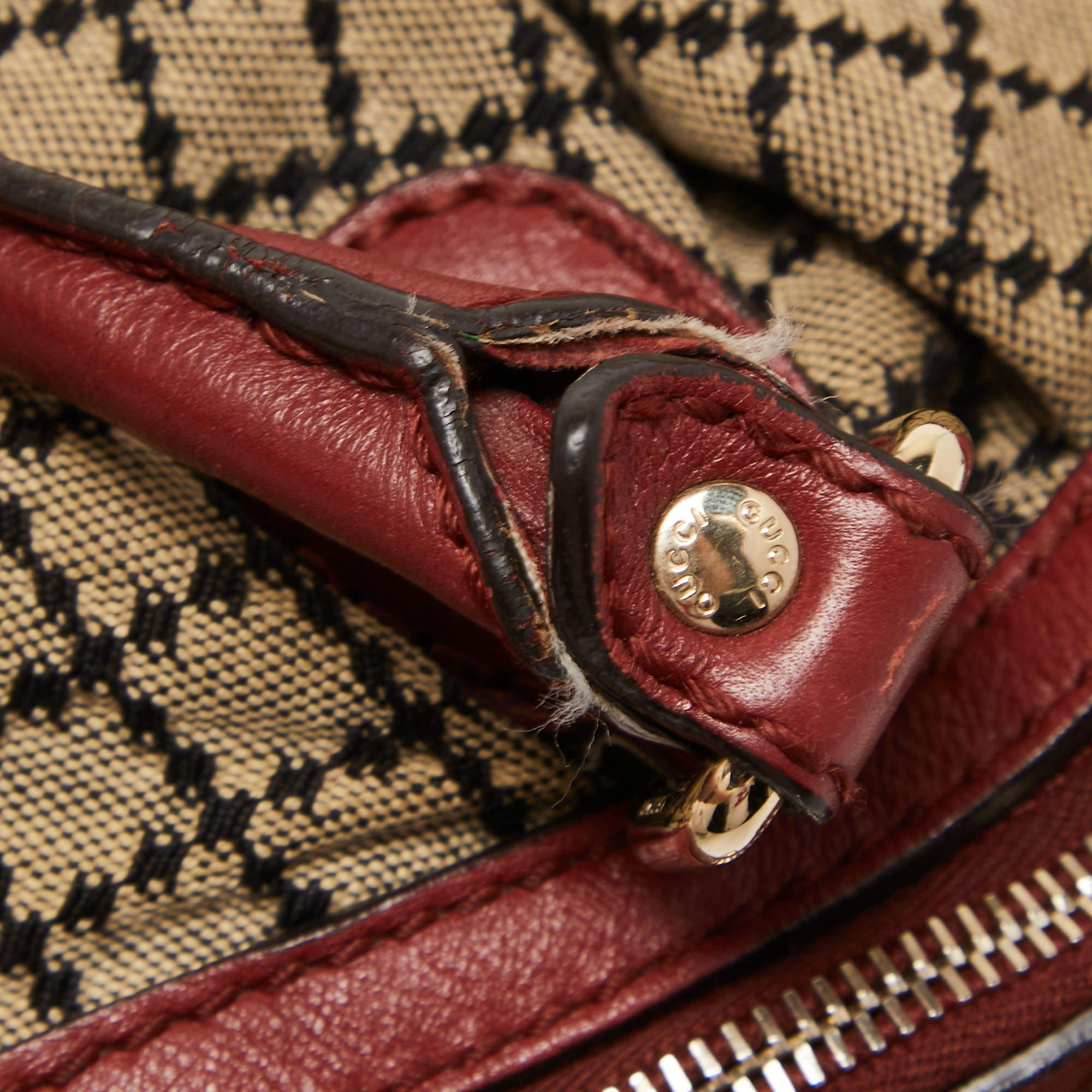 Gucci Red/Beige Diamante Canvas and Leather Medium Sukey Boston Bag For ...