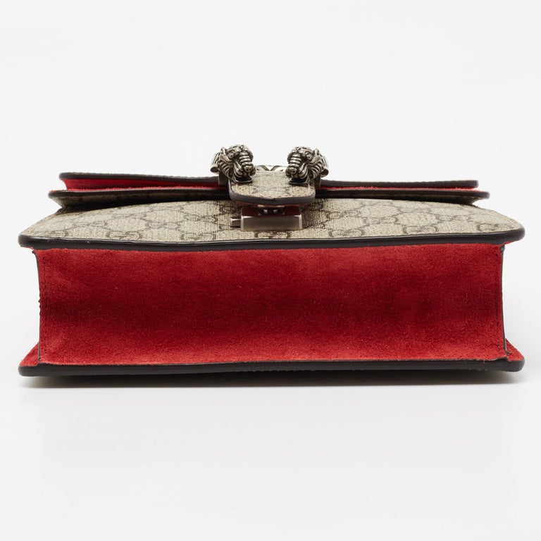 Gucci Red/Beige GG Supreme Coated Canvas and Suede Mini Dionysus ...