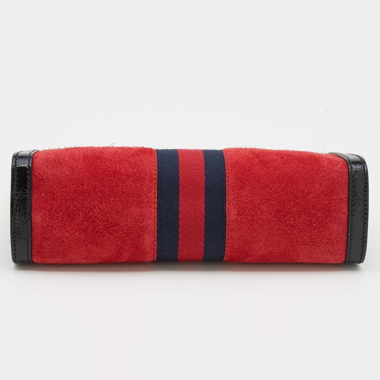 Gucci Red/Black Suede and Patent Leather Small Ophidia Shoulder Bag For ...
