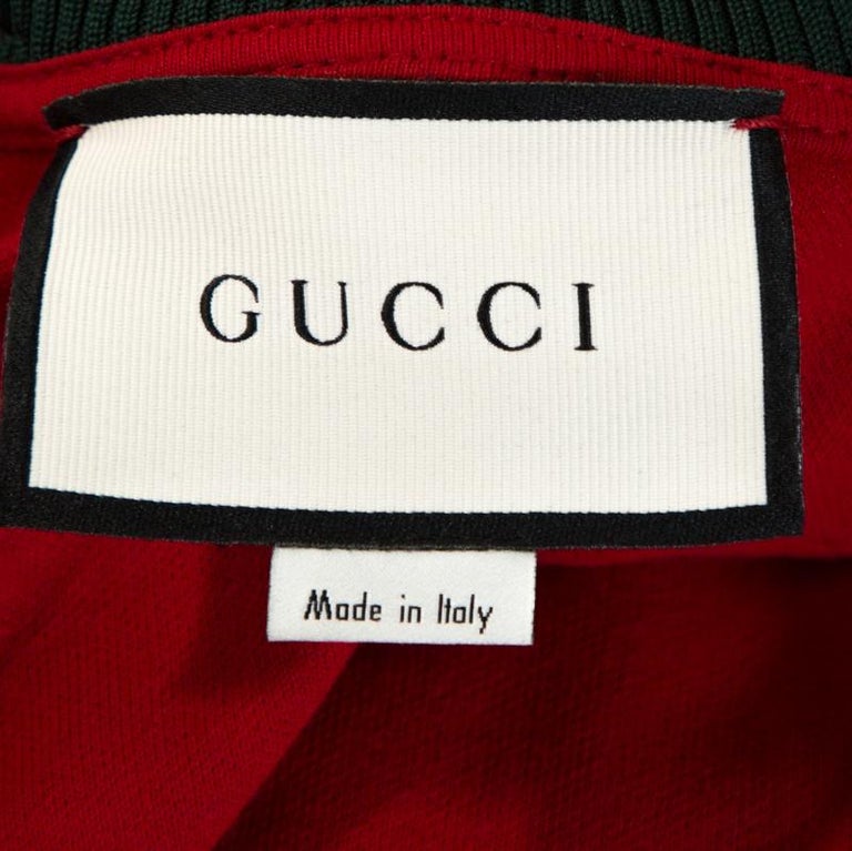 Gucci Red Floral Embroidered Ruffled Detail Technical Jacket S at 1stDibs