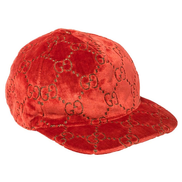 Gucci Red GG Velvet Baseball Cap M at 1stDibs | red gucci hat, gucci ...