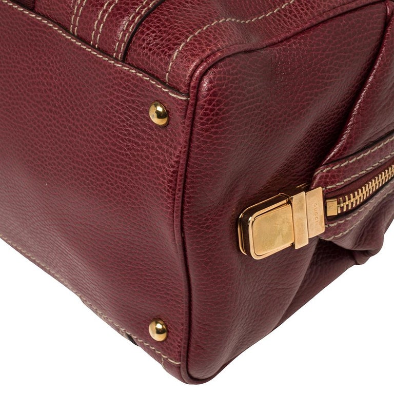 Gucci Red Grain Leather Medium Aviatrix Boston Bag at 1stDibs