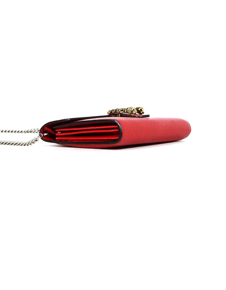 Gucci Red Grained Calfskin Mini Dionysus Chain Wallet WOC Crossbody Bag ...