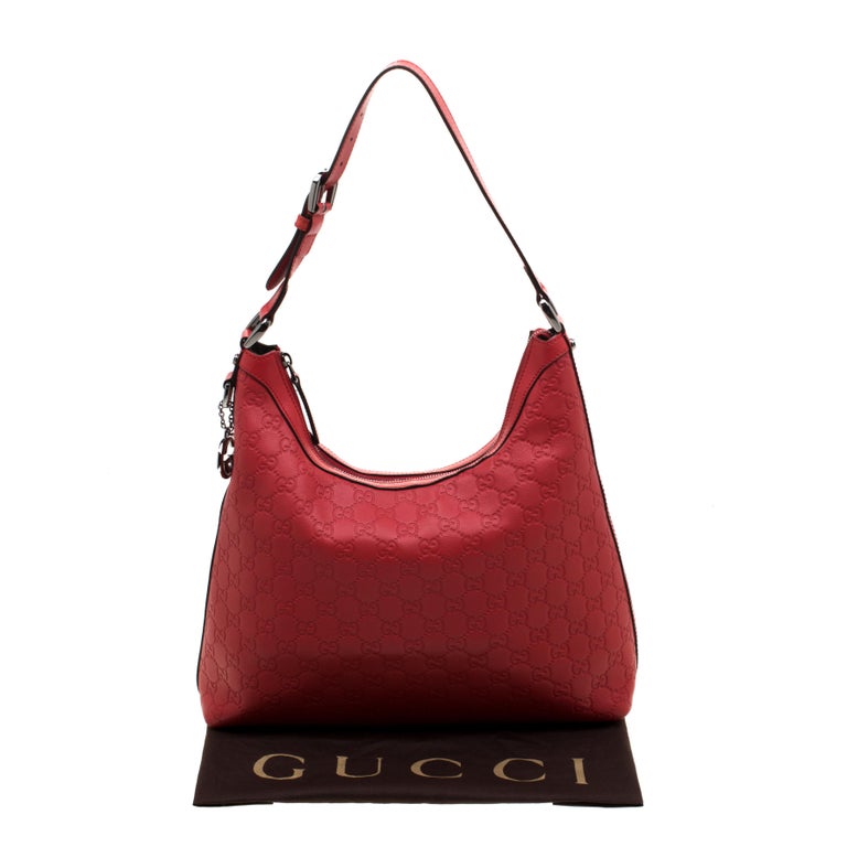 Gucci Red Guccissima Leather Charm Hobo For Sale at 1stDibs