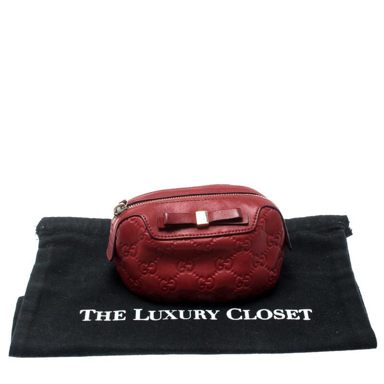 Gucci Red Guccissima Leather Cosmetic Pouch at 1stDibs