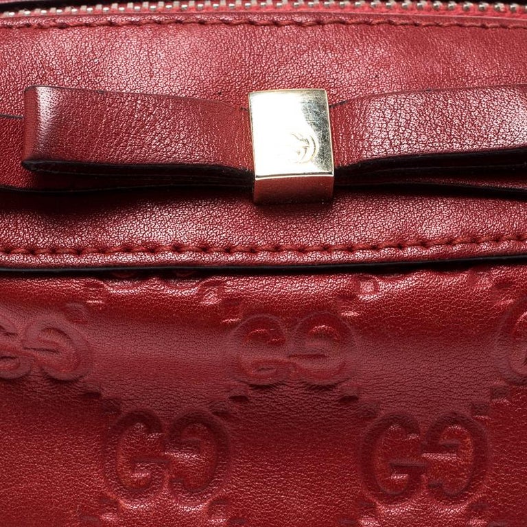Gucci Red Guccissima Leather Cosmetic Pouch at 1stDibs