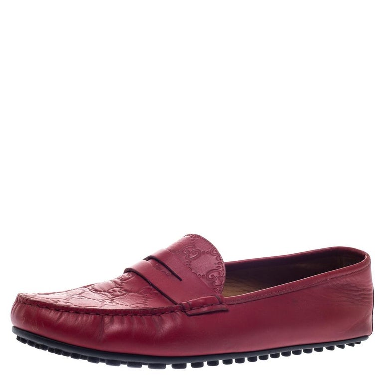 Gucci Red Guccissima Leather Penny Slip On Loafers 43.5 at 1stDibs