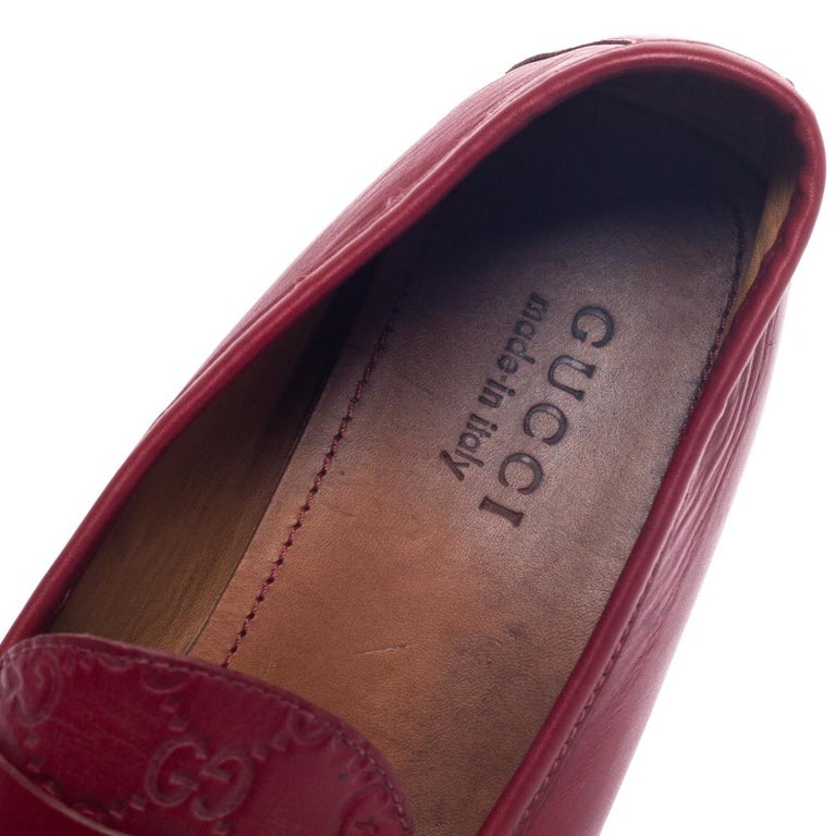 Gucci Red Guccissima Leather Penny Slip On Loafers 43.5 at 1stDibs