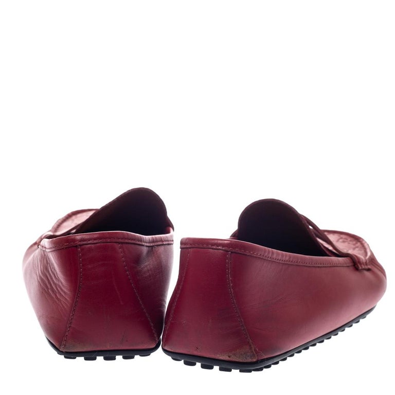 Gucci Red Guccissima Leather Penny Slip On Loafers 43.5 at 1stDibs
