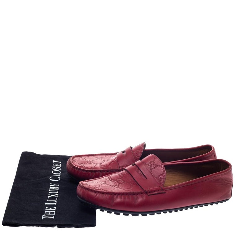 Gucci Red Guccissima Leather Penny Slip On Loafers 43.5 at 1stDibs