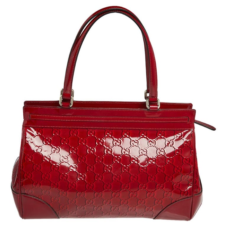 Gucci Red Guccissima Patent Leather Mayfair Tote at 1stDibs