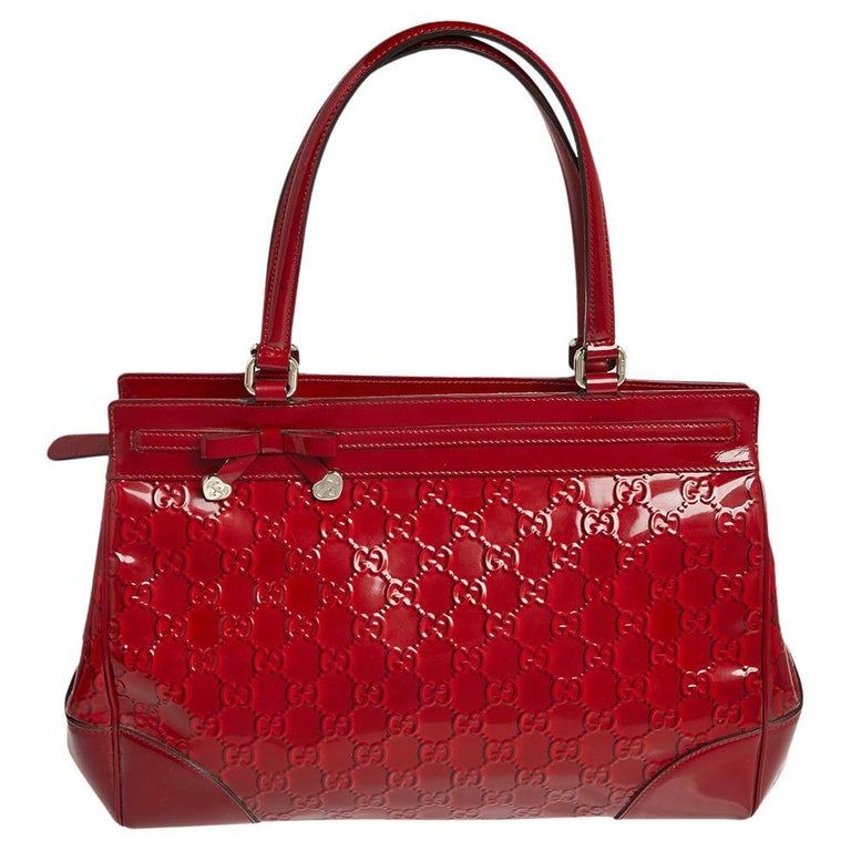 Gucci Red Guccissima Patent Leather Mayfair Tote at 1stDibs