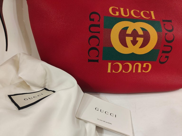 Gucci Red leather big bag nwot For Sale at 1stDibs