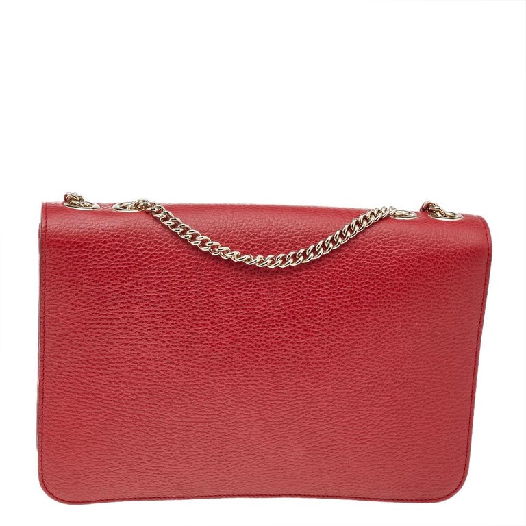 Gucci Red Leather Dollar Interlocking Shoulder Bag at 1stDibs