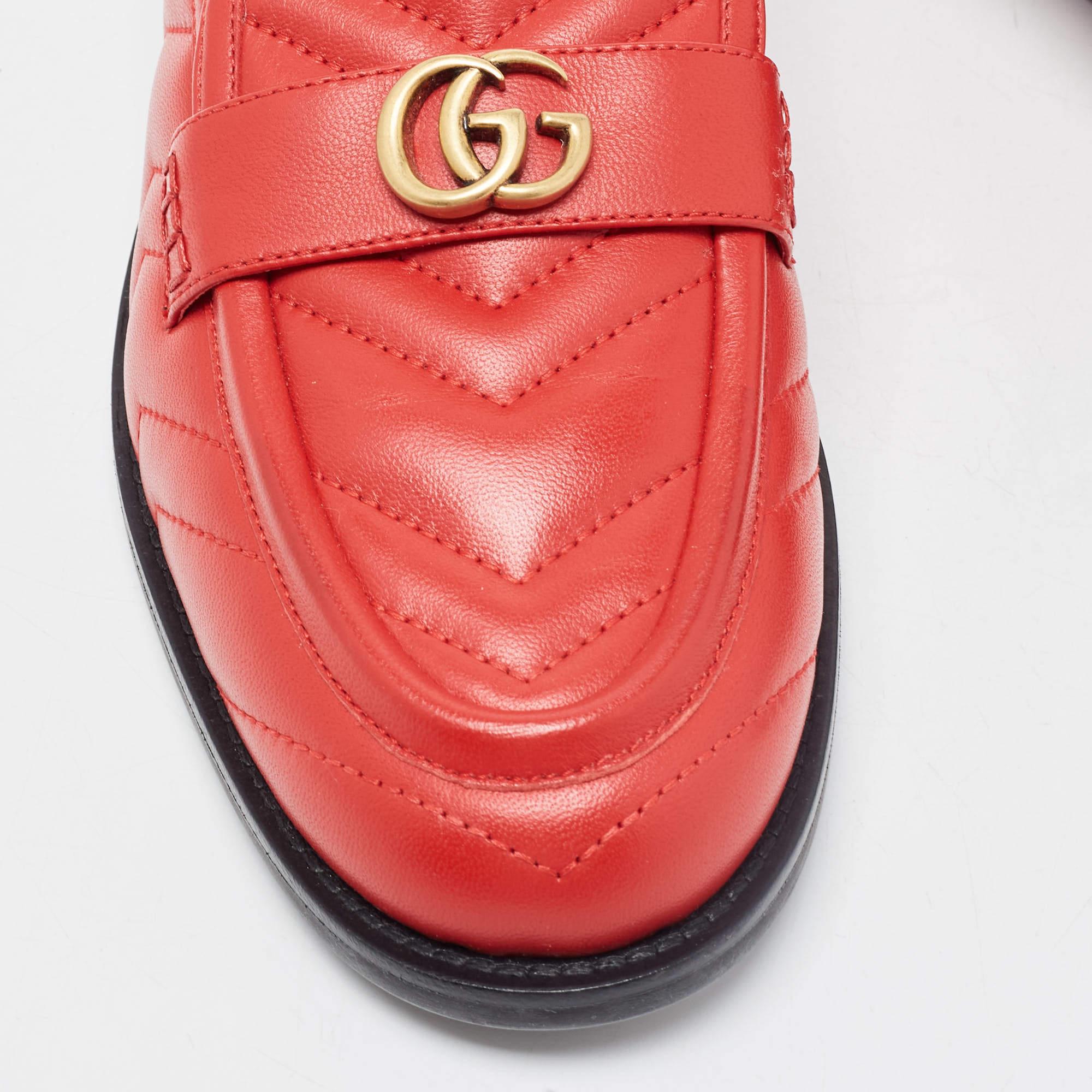 Gucci Red Leather Double G Loafers Size 39 For Sale at 1stDibs