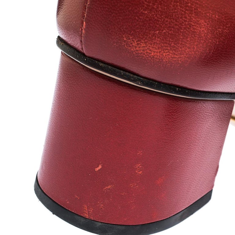 Gucci Red Leather Fringe Marmont GG Loafer Pumps Size 39 at 1stDibs