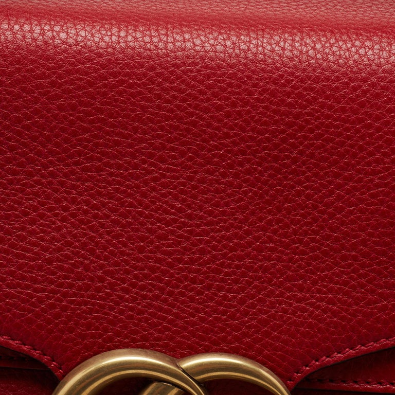 Gucci Red Leather GG Marmont Shoulder Bag For Sale at 1stDibs