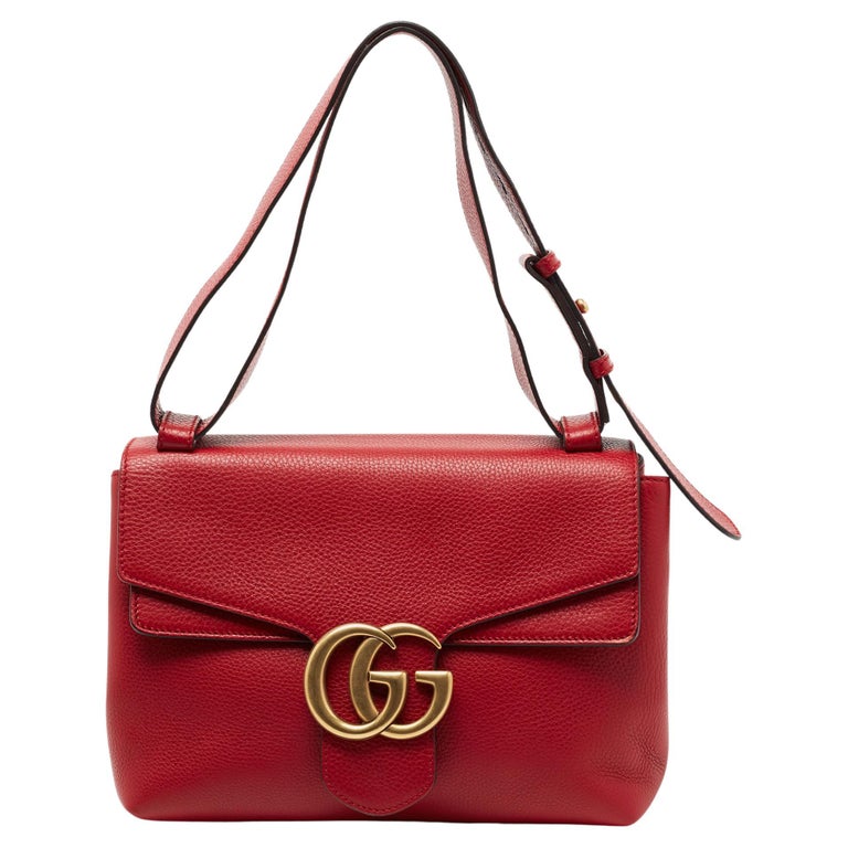 Gucci Red Leather GG Marmont Shoulder Bag For Sale at 1stDibs