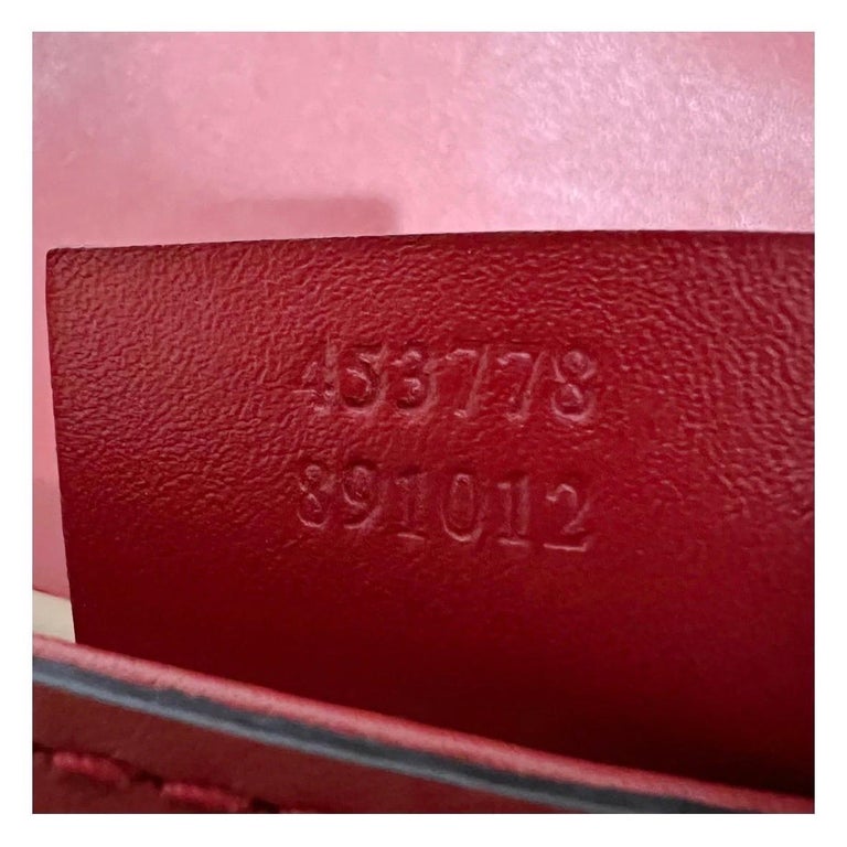 Gucci Red Leather Pearl Studded Mini Broadway Bee Envelope Bag For Sale ...