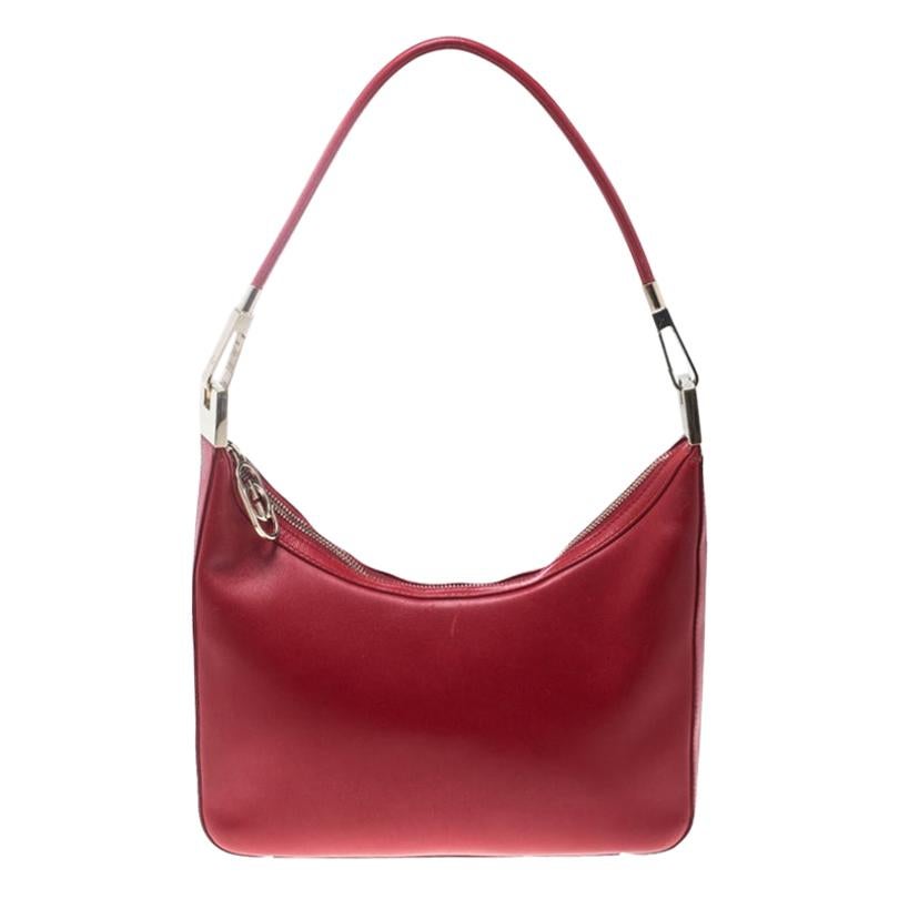 Gucci Red Leather Shoulder Bag For Sale at 1stDibs