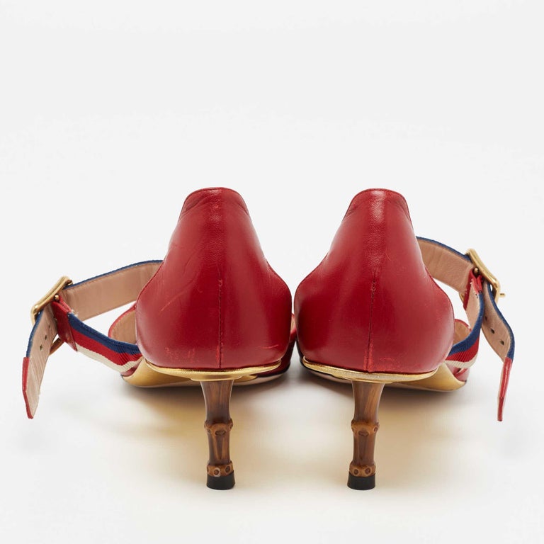 Gucci Red Leather Unia Mary Jane Pumps Size 38 For Sale at 1stDibs