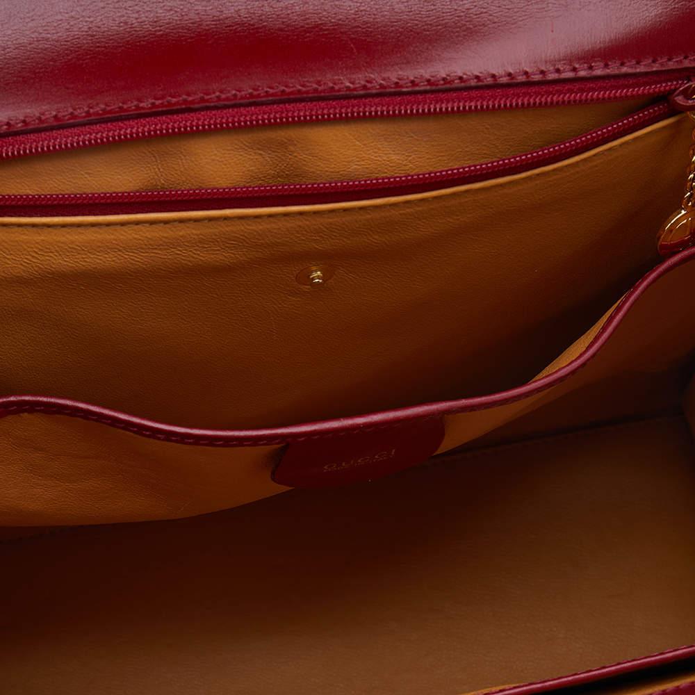 Gucci Red Leather Vintage Kelly Rare Lady Lock Top Handle Bag at 1stDibs