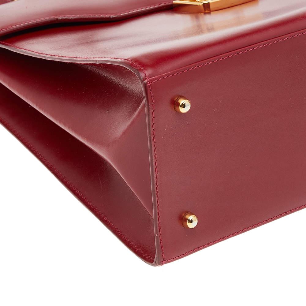 Gucci Red Leather Vintage Kelly Rare Lady Lock Top Handle Bag at 1stDibs